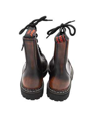 Blood Orange Leather Combat Boots ANGRY ITCH | Die With Your Boots On